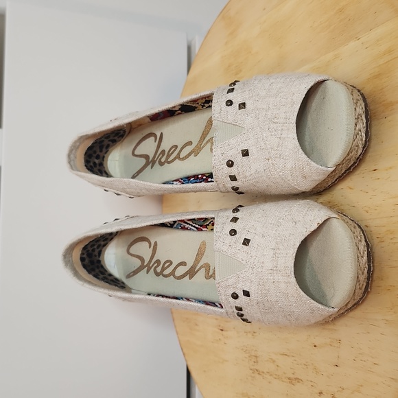 Skechers | Shoes | Skechers Cali Salty Natural Peep Toe Espadrille ...